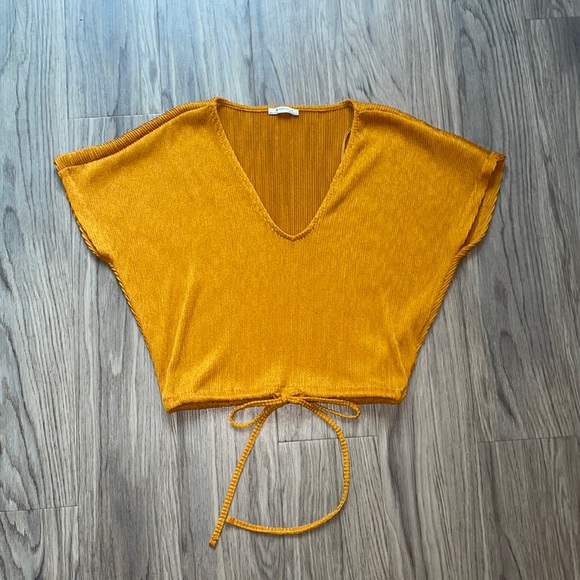 Zara | Tops | Zara Gold Short Sleeve Top | Poshmark